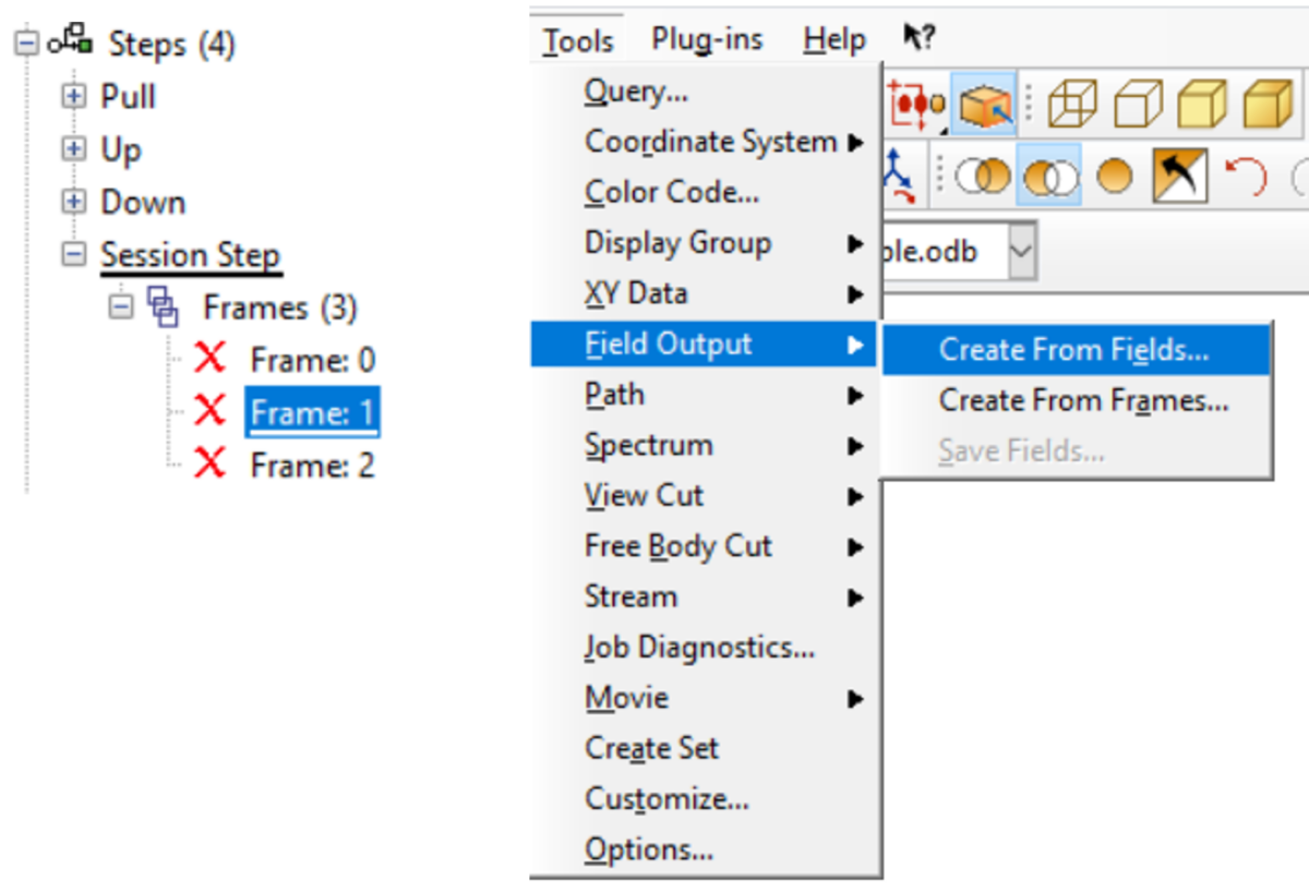 Calculation of field outputs from frames in Abaqus/CAE and Abaqus ...