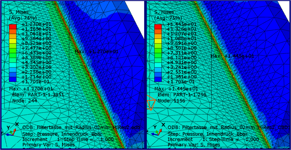 Abaqus calculation of a filter cup or Where can I find the maximum ...