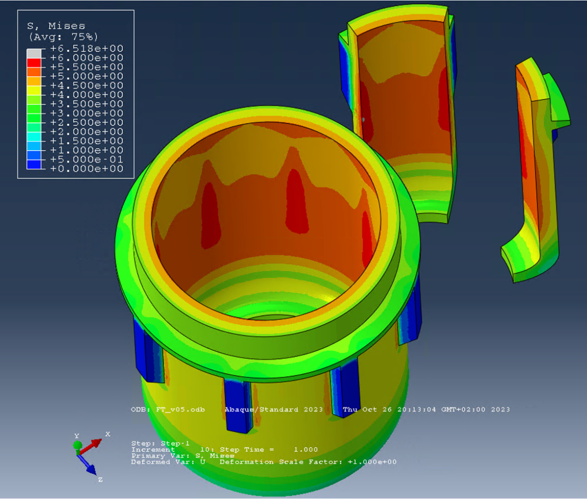 Abaqus calculation of a filter cup or Where can I find the maximum ...